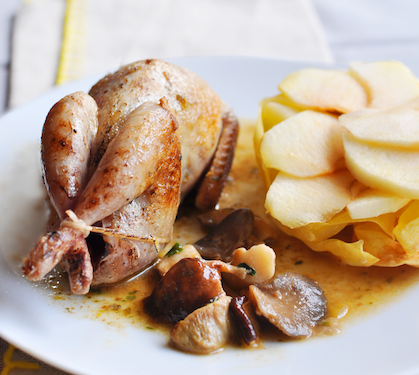 Recette Caille Rôtie Au Croustillant De Pomme-Pâtes - Envie De Bien Manger